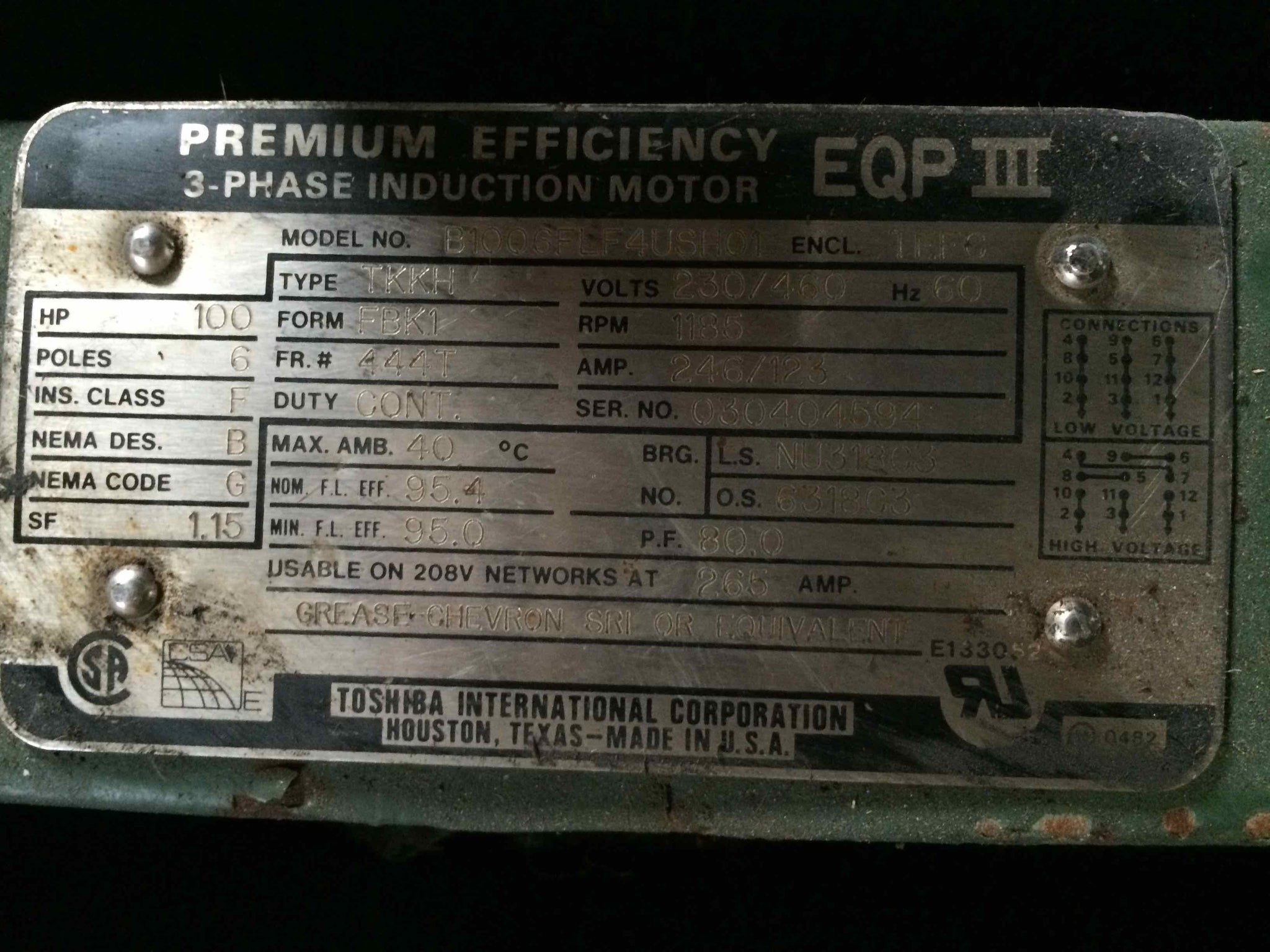 Toshiba 100hp Electric Motor – Iron City Supply